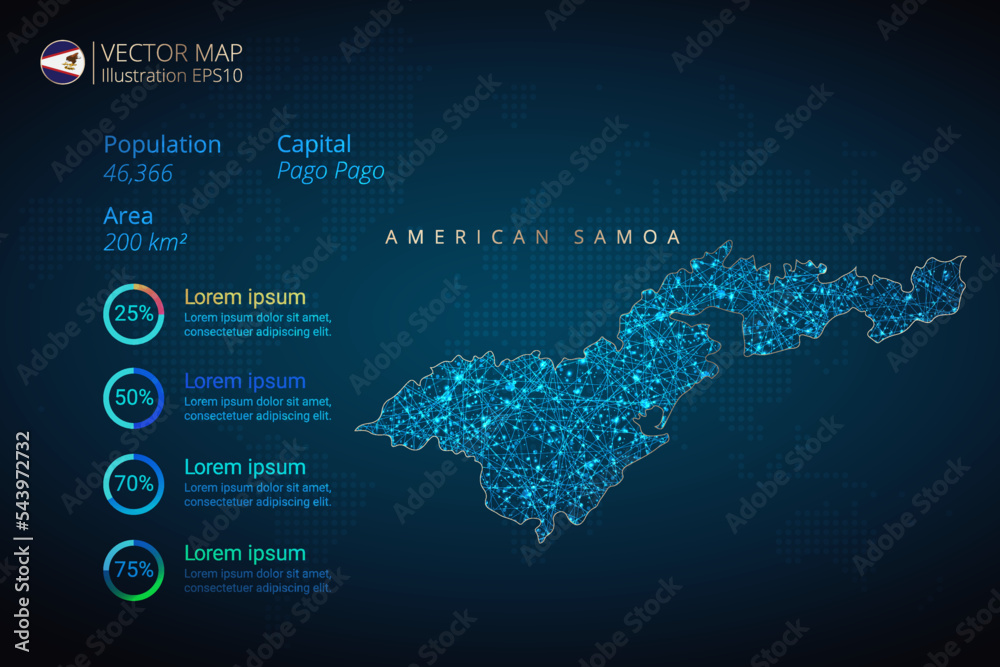 American Samoa map infographics vector template with abstract geometric ...