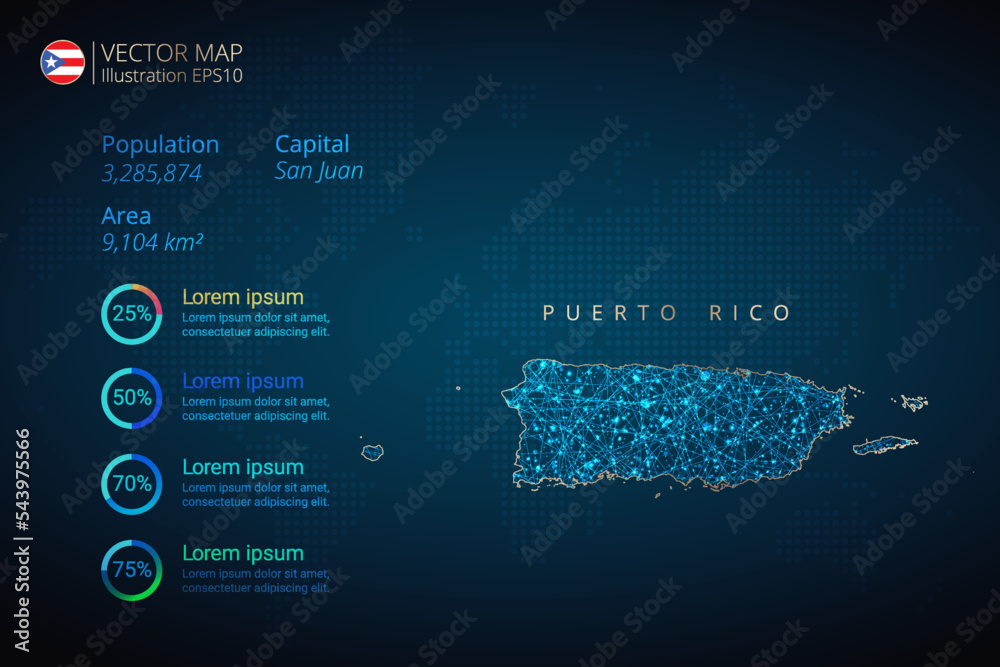 Puerto Rico map infographics vector template with abstract geometric ...