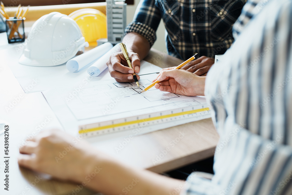Engineers are consulting the team to design an architectural structure ...