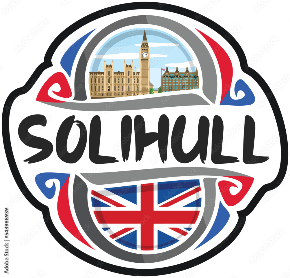 Solihull UK United Kingdom Flag Travel Souvenir Sticker Skyline ...