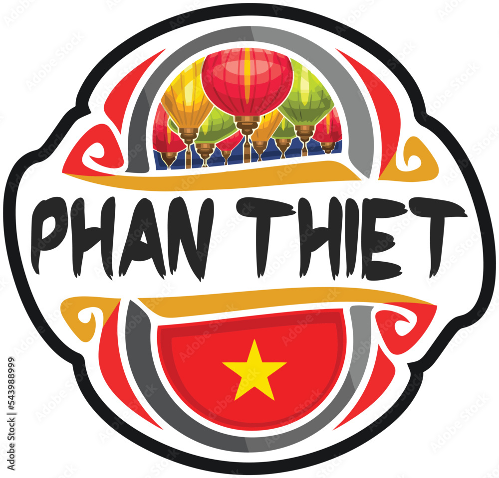 Phan Thiet Vietnam Flag Travel Souvenir Sticker Skyline Landmark Logo ...