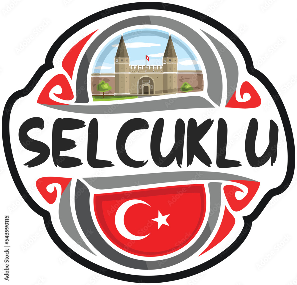 Selcuklu Turkey Flag Travel Souvenir Sticker Skyline Landmark Logo ...