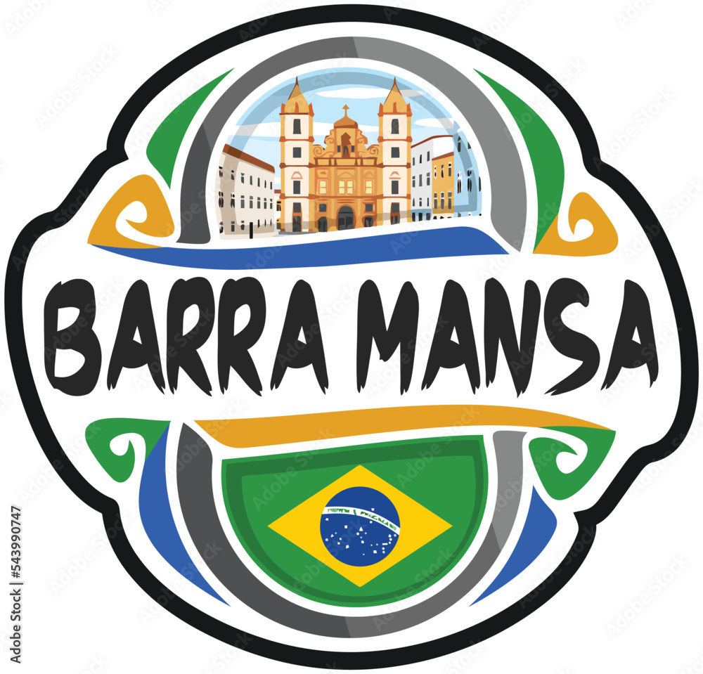 Barra Mansa Brazil Flag Travel Souvenir Sticker Skyline Landmark Logo ...