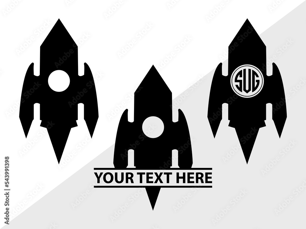 Rocket Monogram, Rocket Silhouette, Space Rocket Svg, Rocketship Svg ...