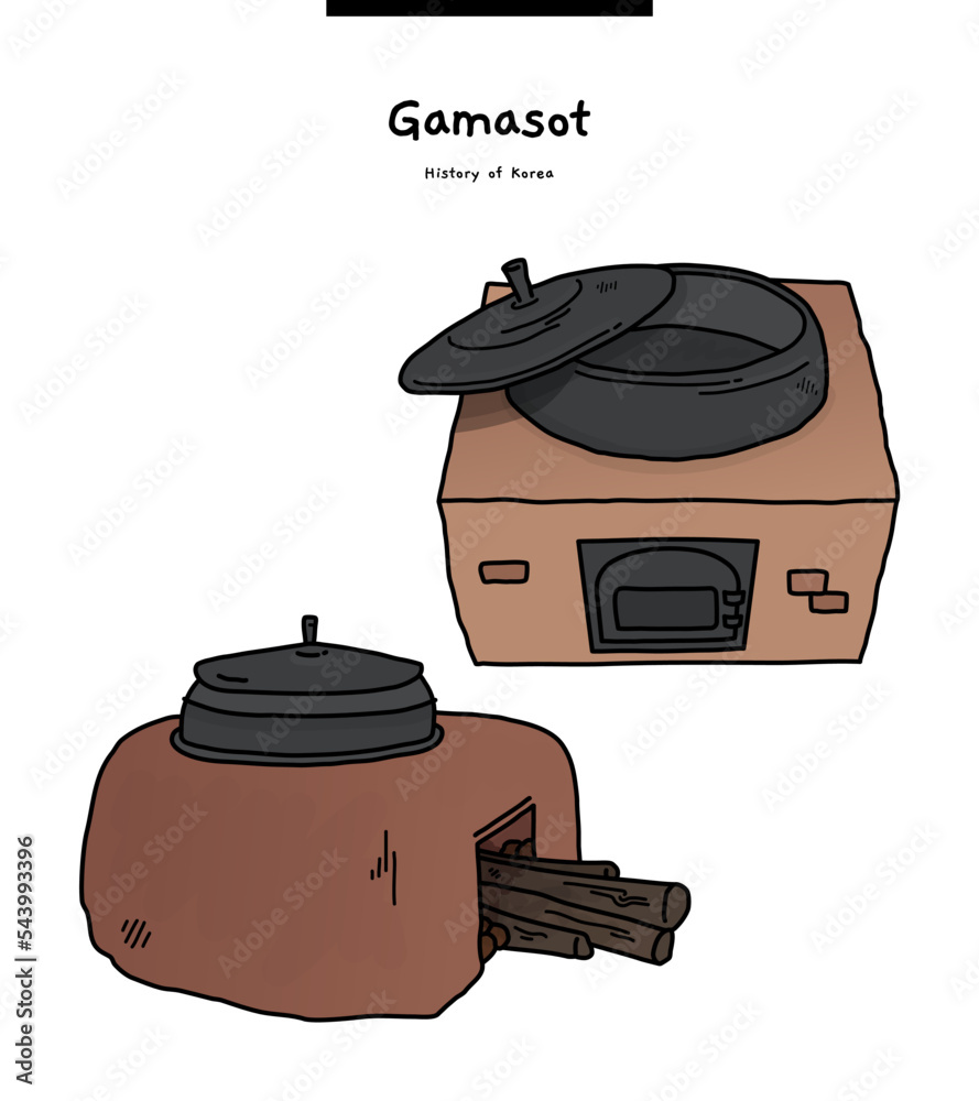 Vetor de This illustration is Gamasot, a pot made of cast iron, an old ...