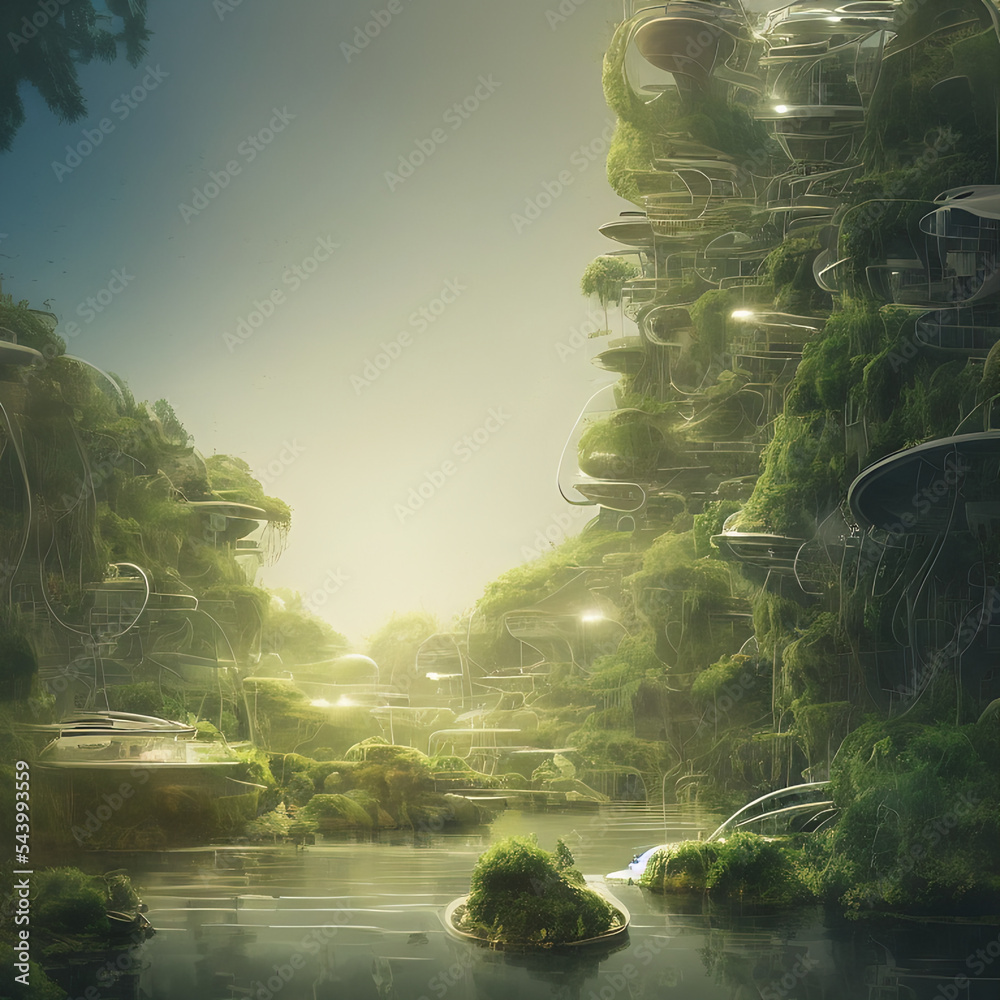 Futuristic city , buildings , architecture . Sci-fi architecture ...