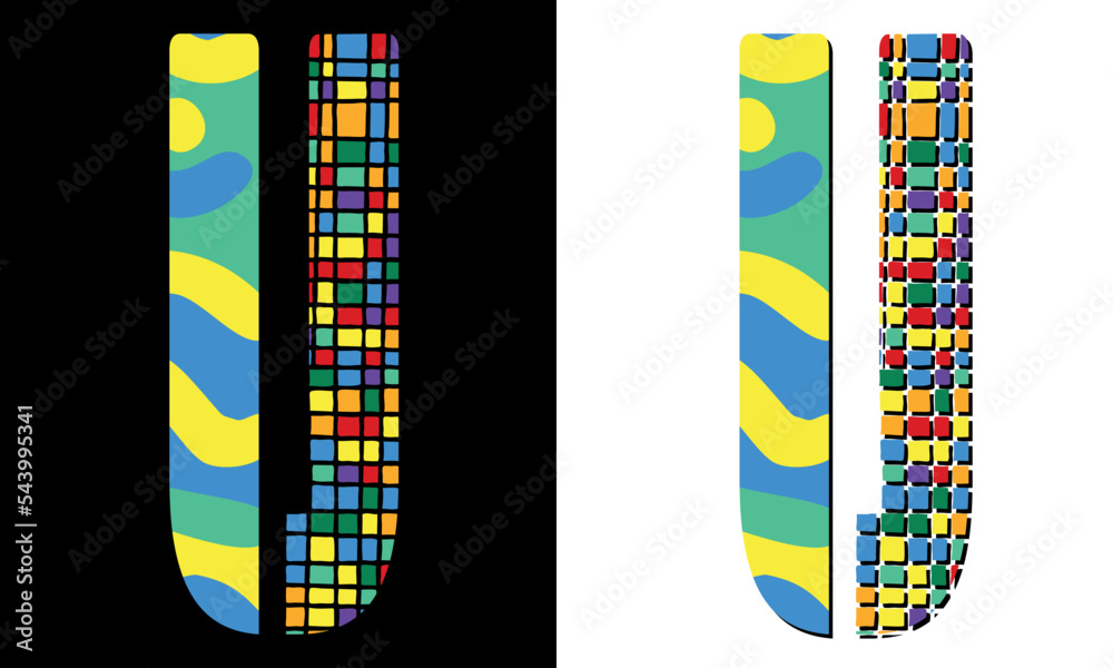 Letter U. Isolate symbol or icon or logo made up of different elements ...