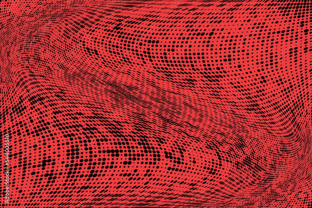 Polka dot pop art halftone pattern. Red dots on black background Stock ...