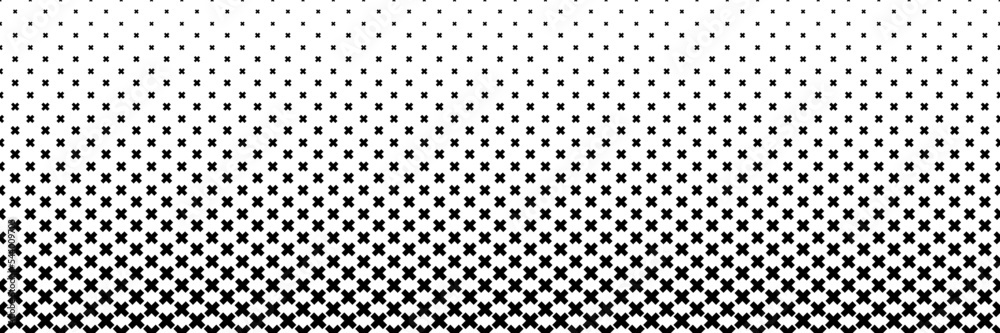 horizontal black halftone of cross or plus sign design for pattern and ...