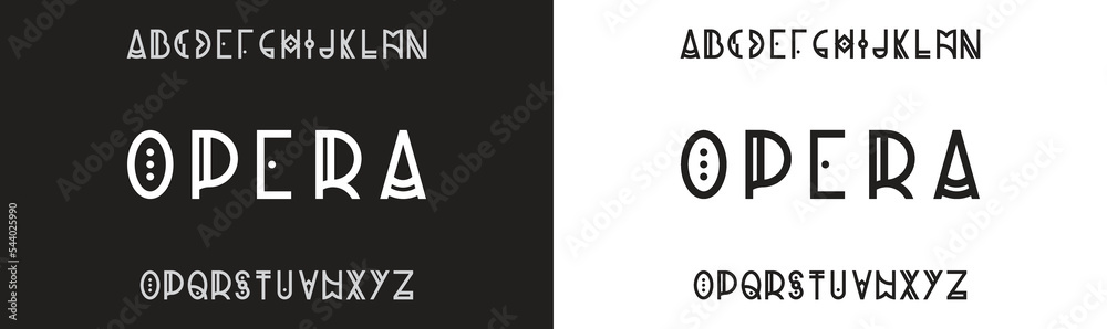 OPERA Modern alphabet letter font. Classic Tech Minimal typography ...