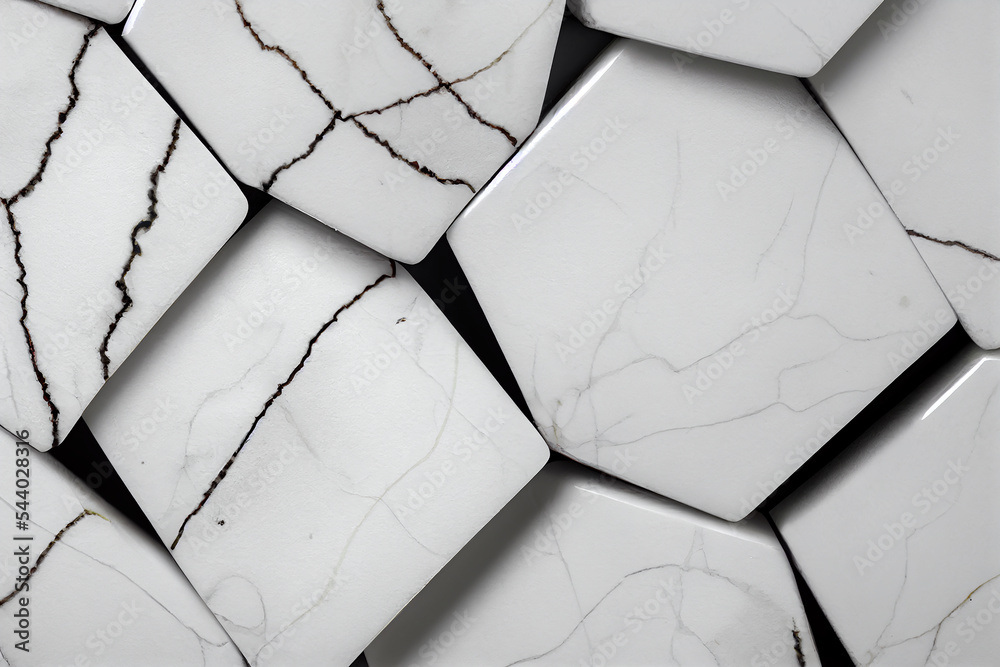 abstract texture of cracked white marble 3d tiles. The white marble ...