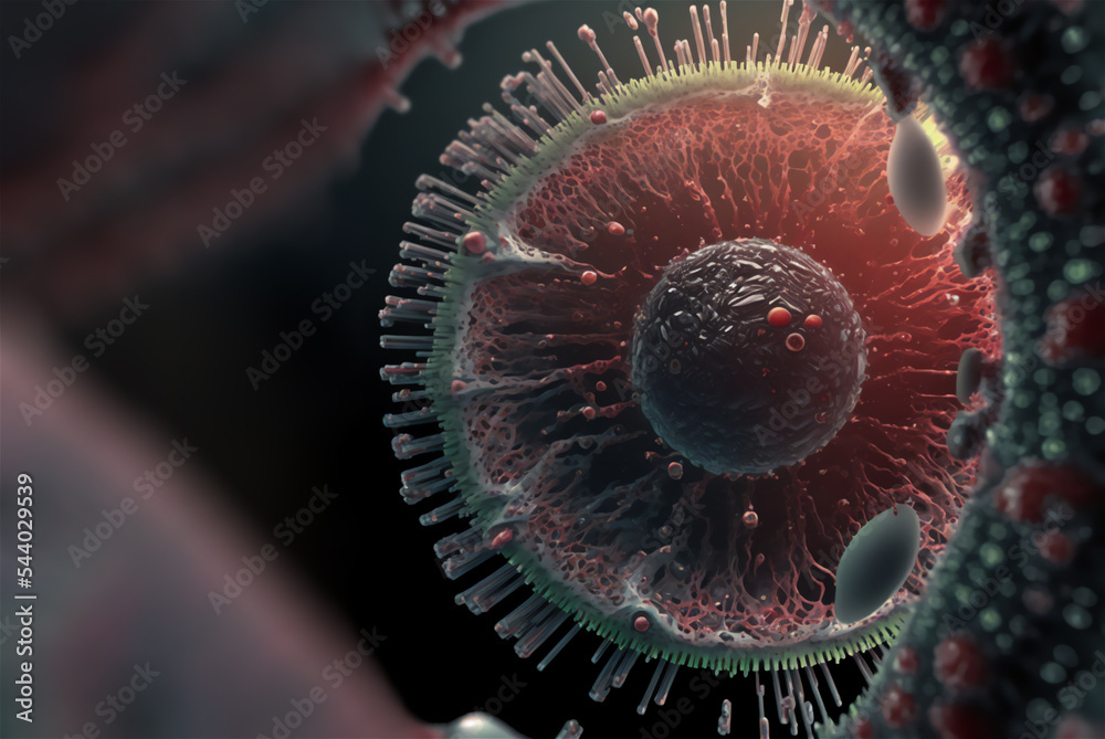 Virus Cross Section, microscopy concept of viral structure, vaccine ...
