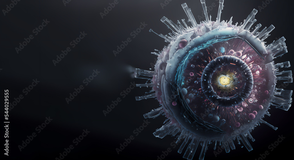 Virus Cross Section, microscopy concept of viral structure, vaccine ...