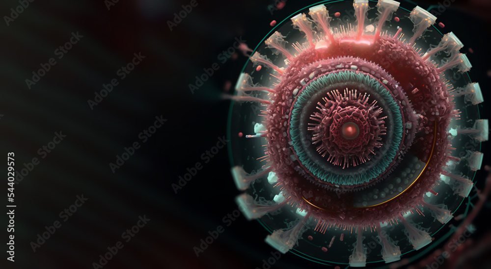 Virus Cross Section, microscopy concept of viral structure, vaccine ...