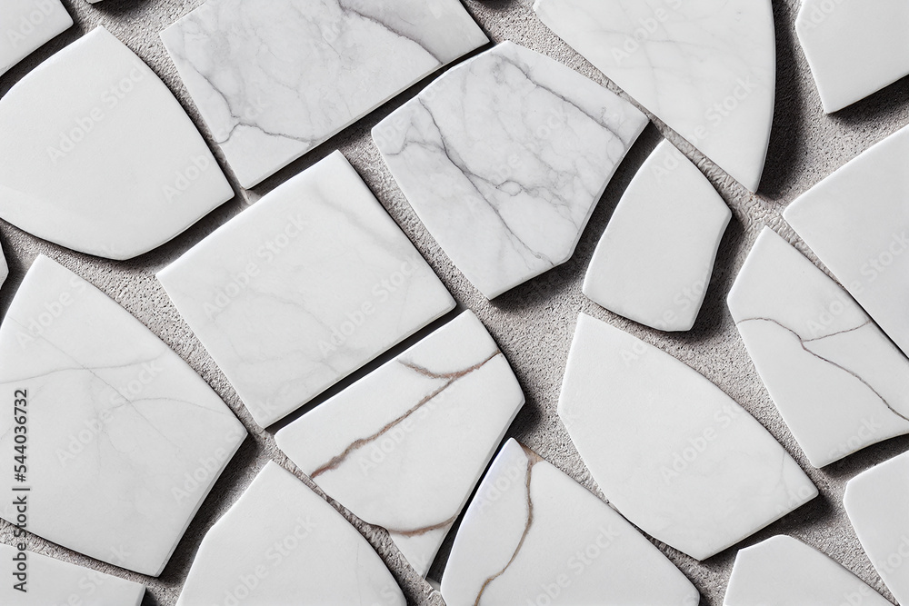 abstract texture of cracked white marble 3d tiles. The white marble ...