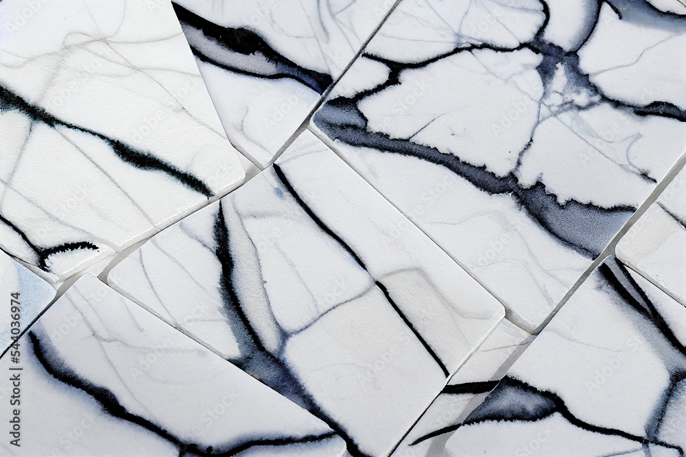 abstract texture of cracked white marble 3d tiles. The white marble ...