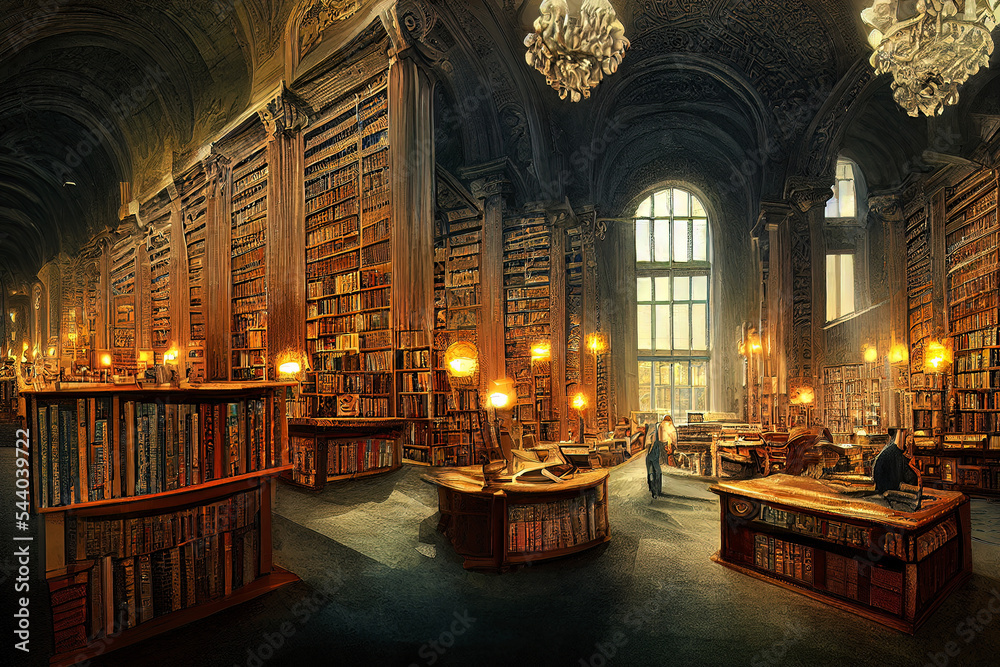 The ancient majestic hall of the library. Beautiful ceremonial hall ...