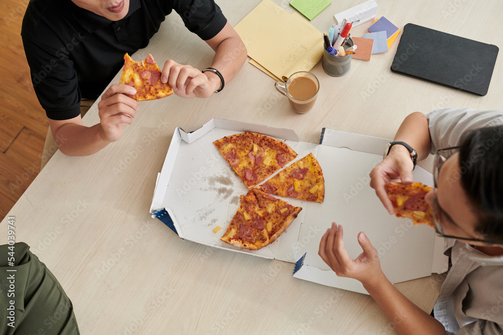 Office Workers Eating Pizza Stock Photo | Adobe Stock