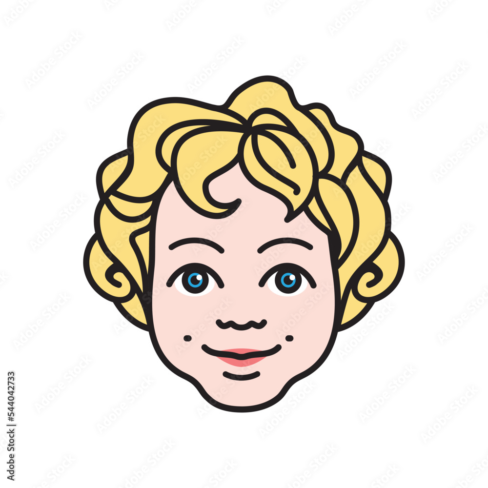 Cute baby boy face, logo, sticker, sign Stock Vector | Adobe Stock