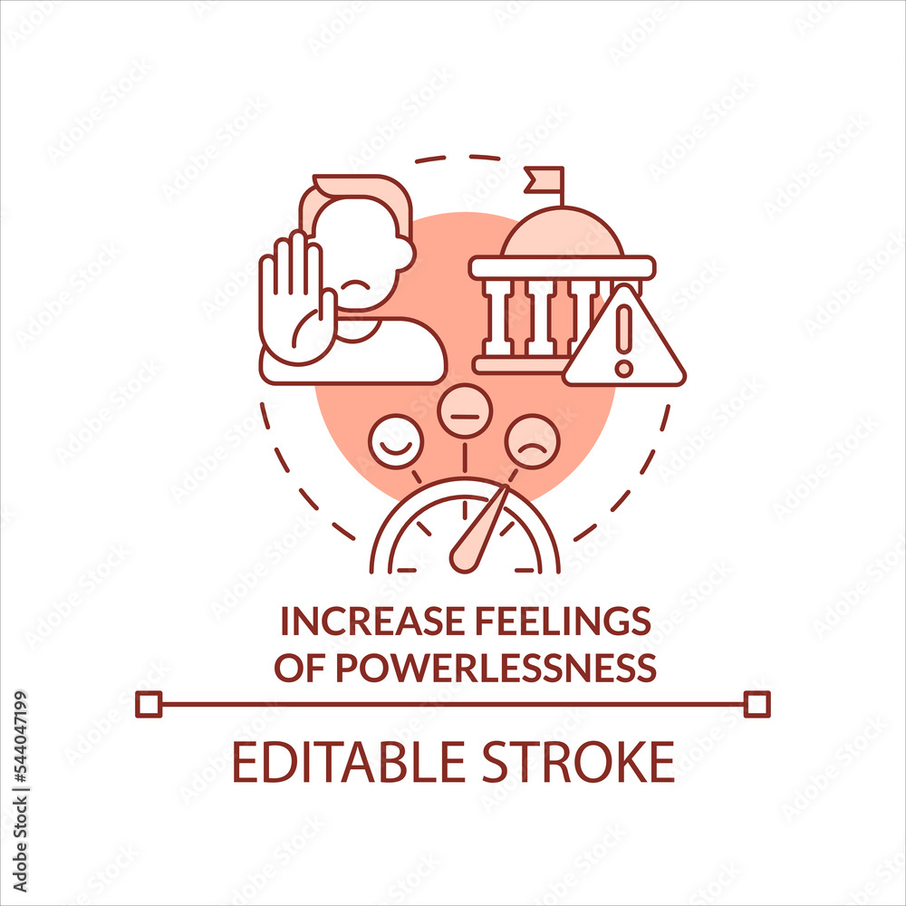 Increase feelings of powerlessness terracotta concept icon. Demotivated ...