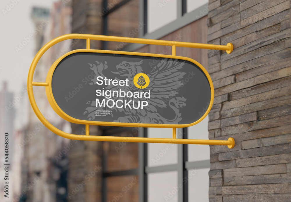 Street Signboard Wall Mockup Stock Template | Adobe Stock