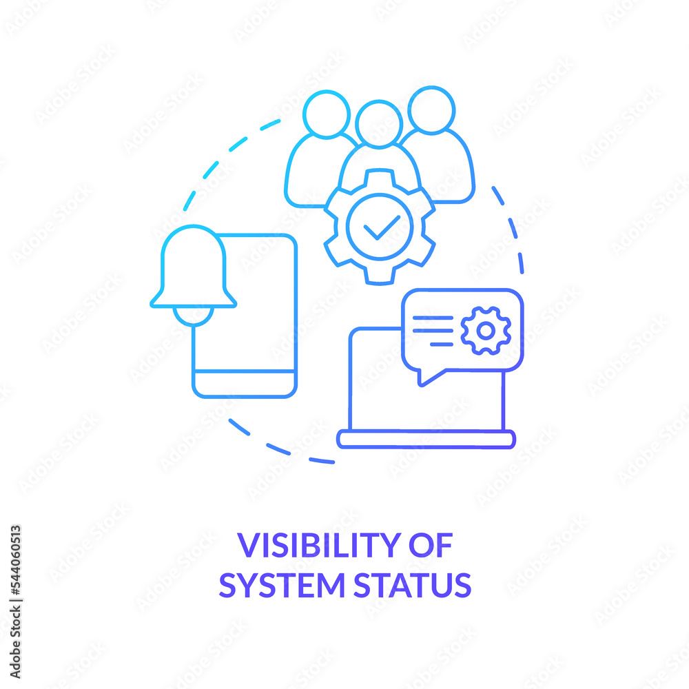 System status visibility blue gradient concept icon. Improve user ...