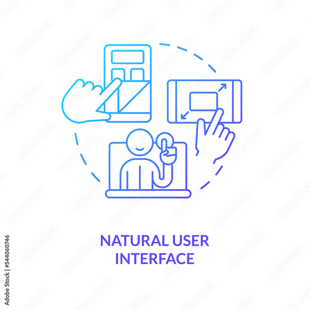Natural user interface blue gradient concept icon. Human computer ...