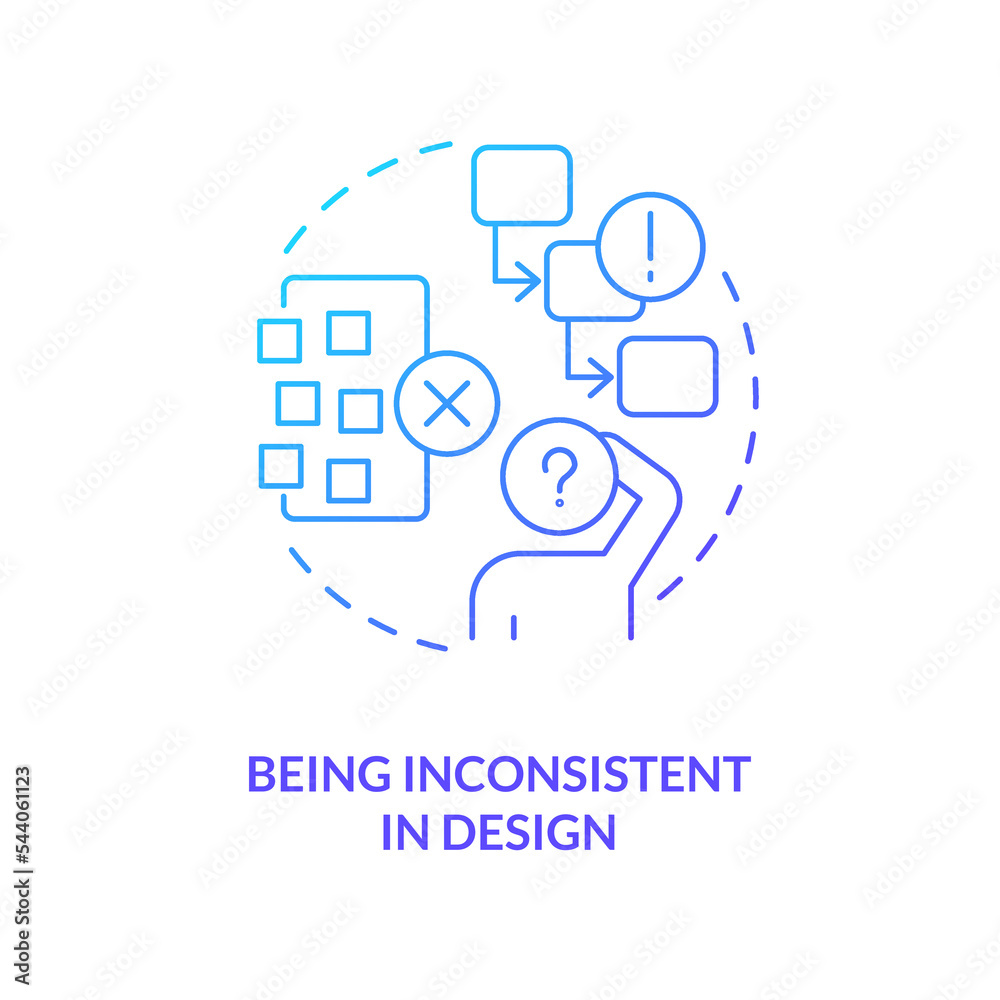 Inconsistency blue gradient concept icon. Web development issue ...
