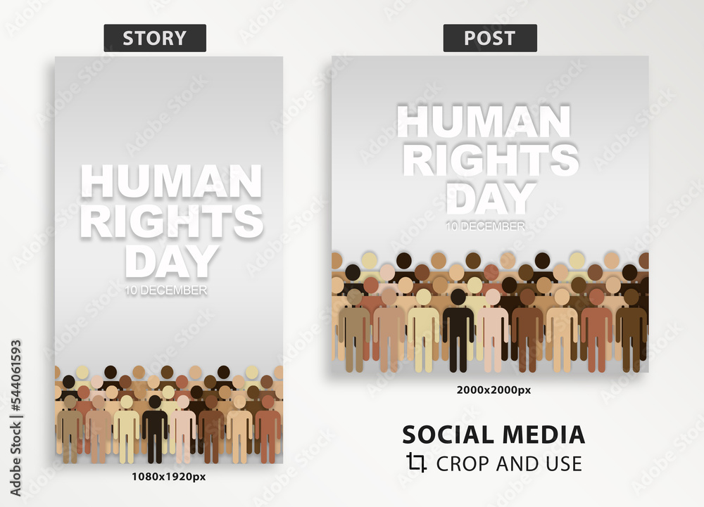 Human Rights Day social media story and post design, different color ...
