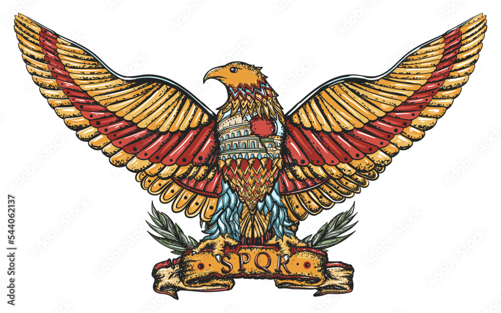 Ancient Rome eagle. Symbol of the Roman Empire. Old school tattoo ...