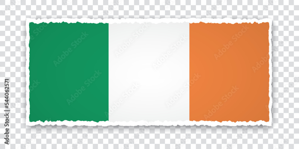 vector illustration of torn paper banner with flag of Ireland on ...