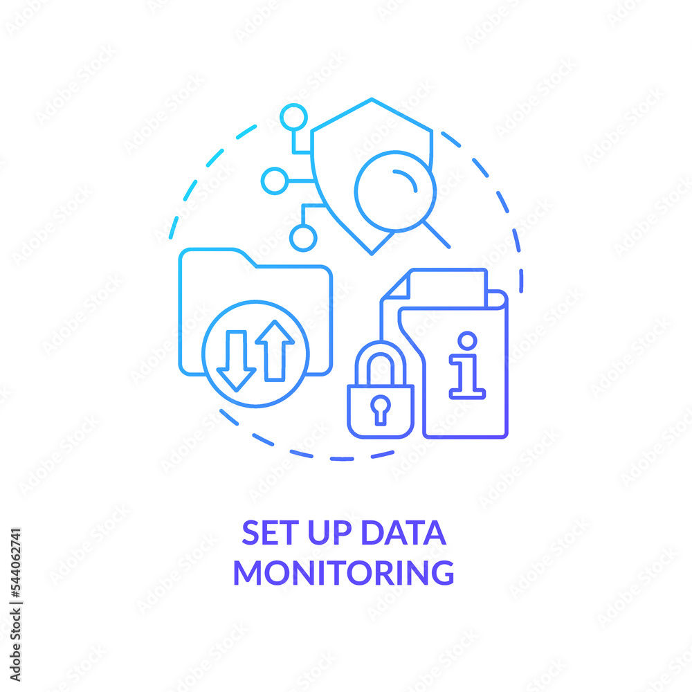 Set up data monitoring blue gradient concept icon. Check interaction ...