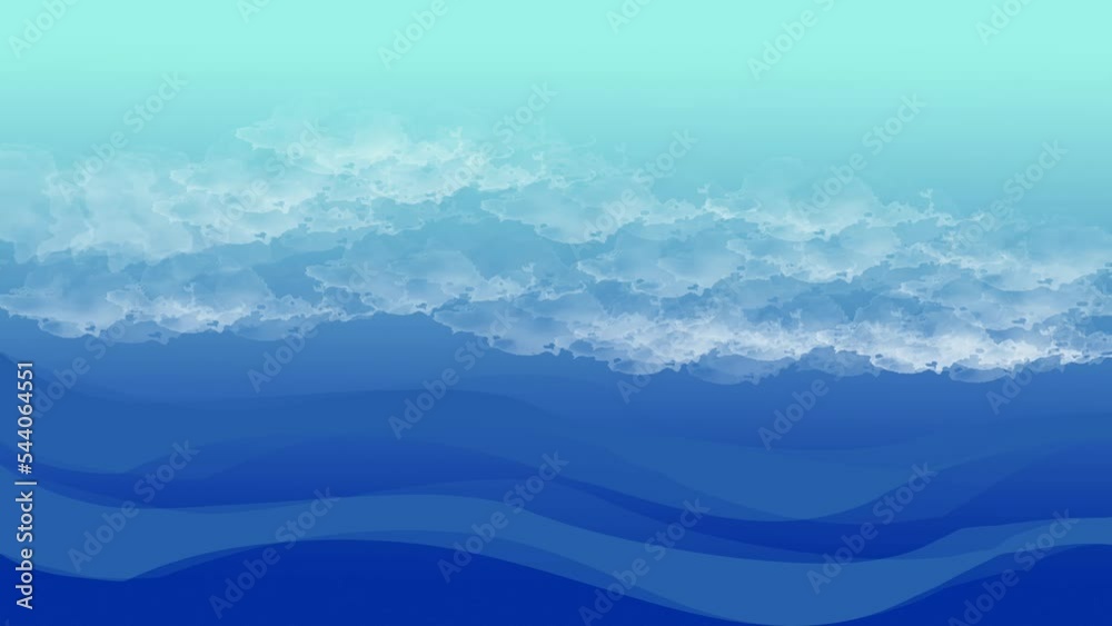 Beautiful texture of animated power dark ocean wave with white strokes ...