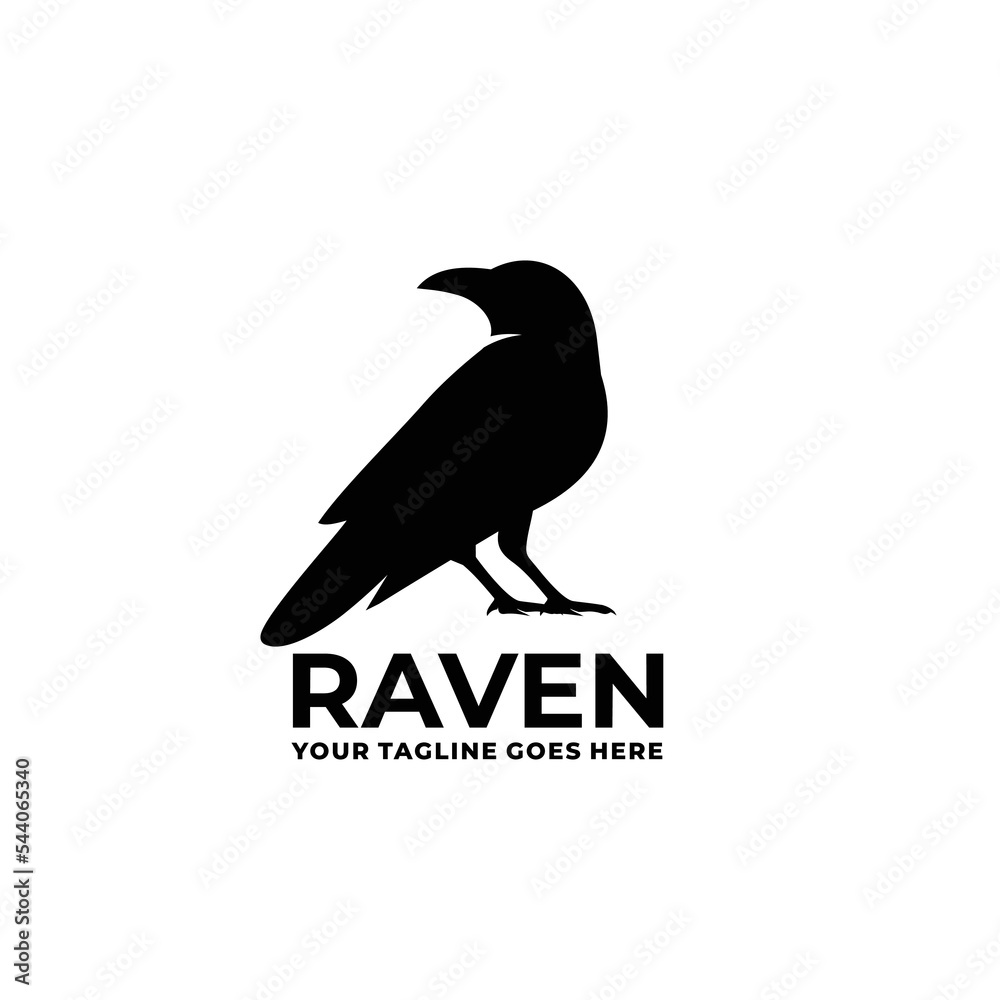 Raven simple flat logo design vector Stock Vector | Adobe Stock
