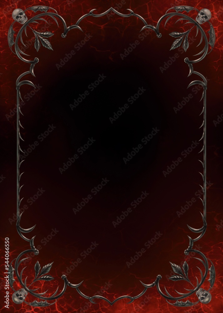 Dark Fantasy book cover design with Gothic frame. Digital painting ...