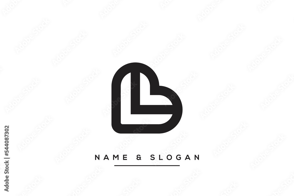Simple alphabet letter L heart logo vector icon symbol template. Stock ...
