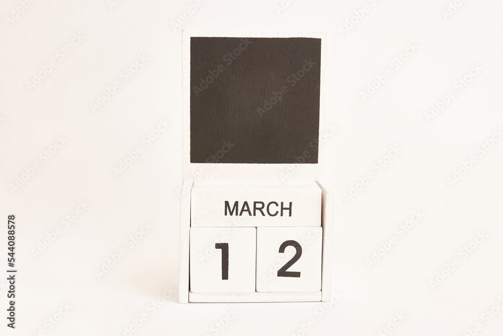 Calendar with date March 12 and place for designers. Illustration for ...