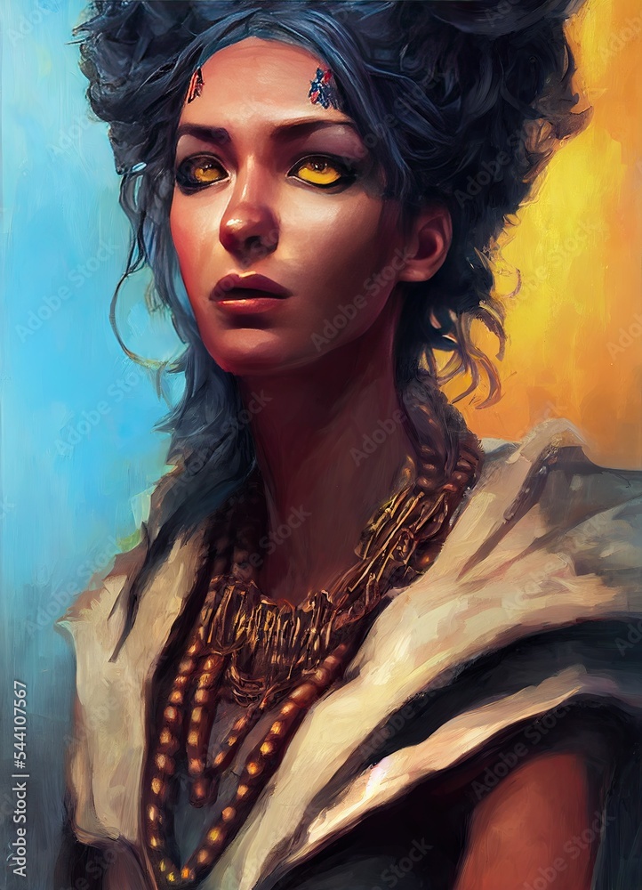 Genasi Rogue portrait digital art illustration a fictional person not ...