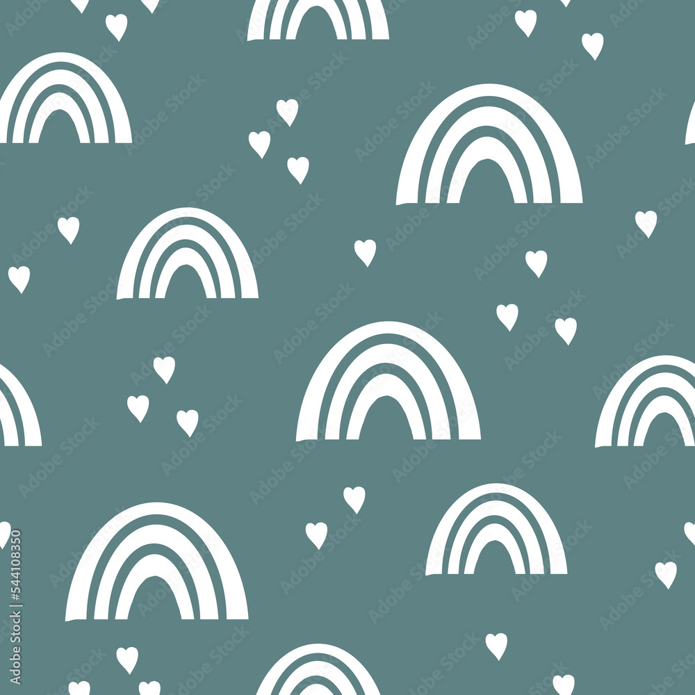 Simple rainbow pattern in scandinavian style. cute white rainbows and ...