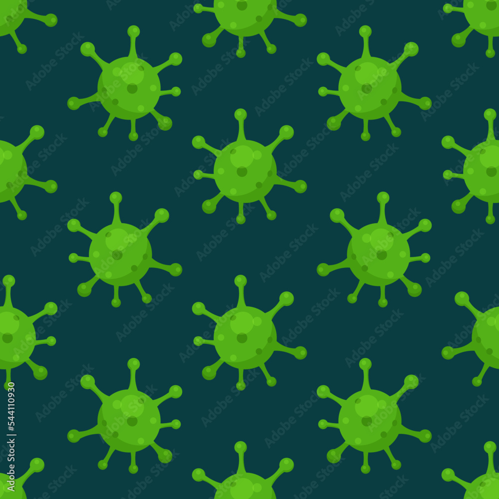 Vector illustration of the virus pattern. Wallpaper of green viruses ...