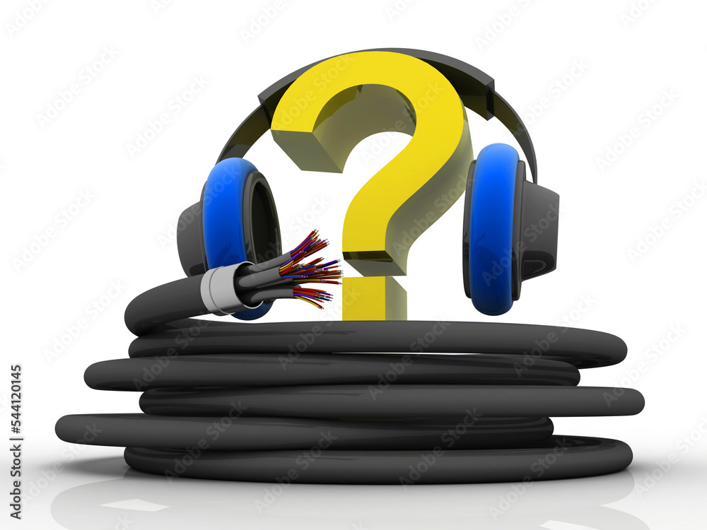 3d rendering Fiber optical cable with question mark connection ...