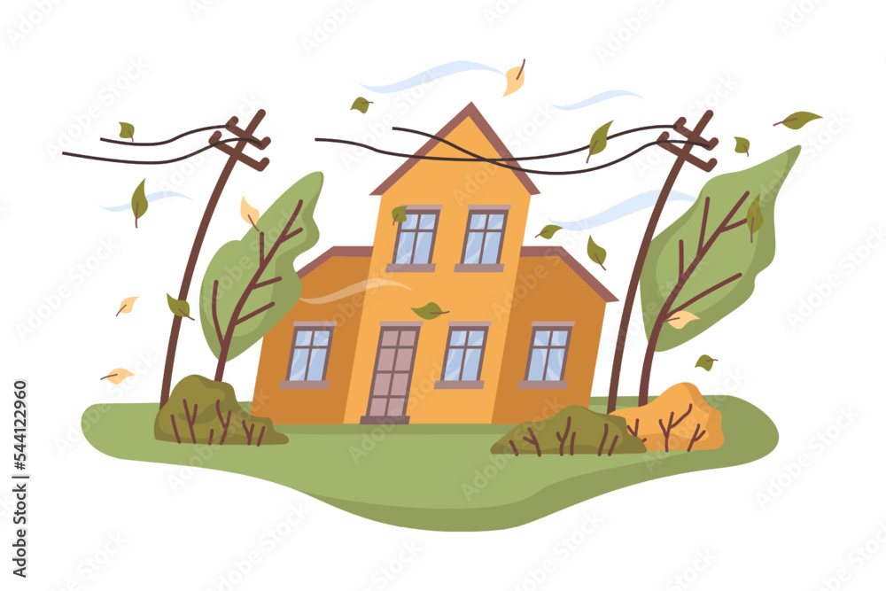 Strong wind natural disaster, tsunami catastrophe and cataclysm ...