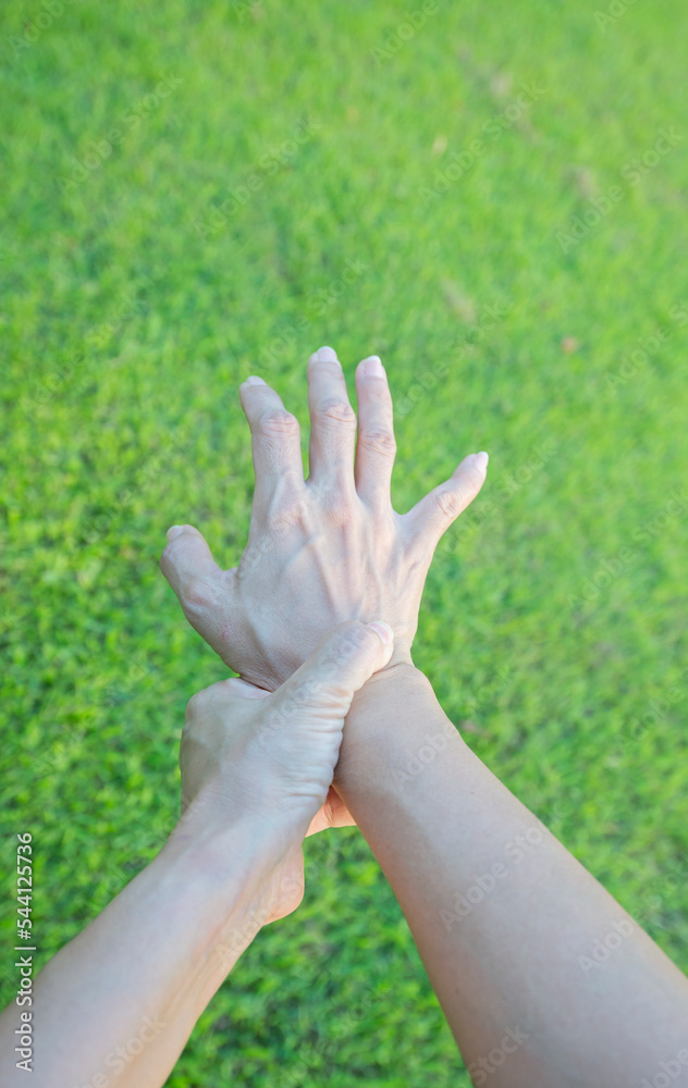 Hand gestures and fingers, people with muscle problems. Stock Photo ...