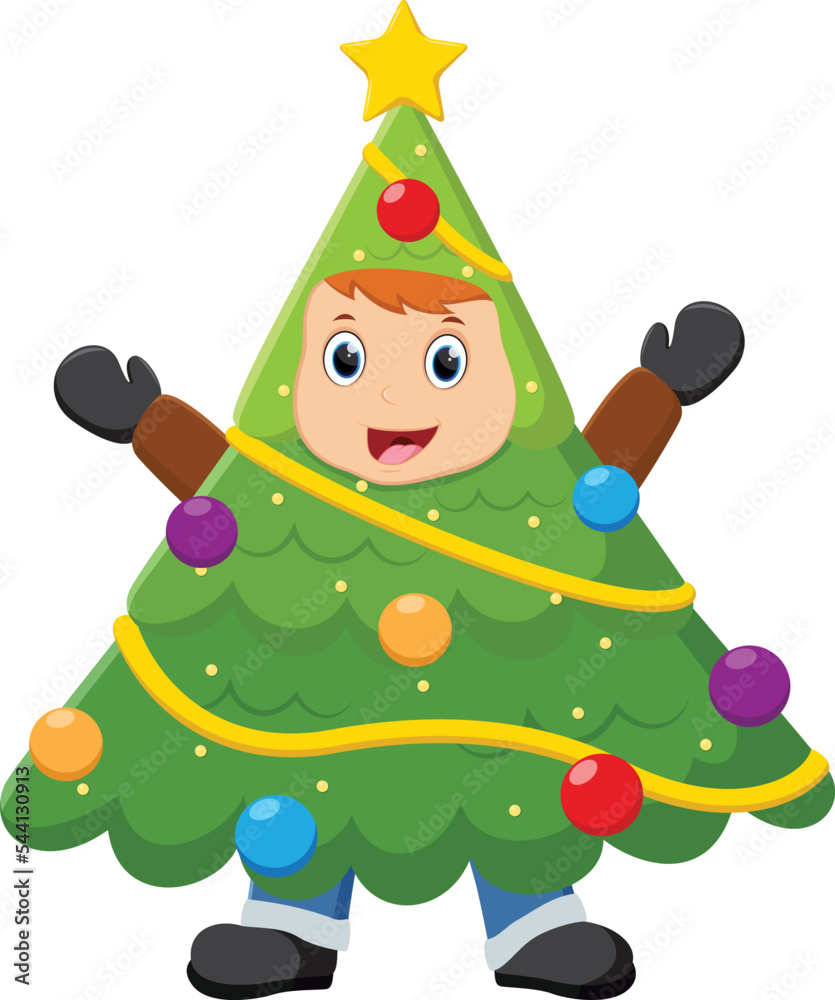 Cartoon cute kids wearing Christmas costumes Stock Vector | Adobe Stock