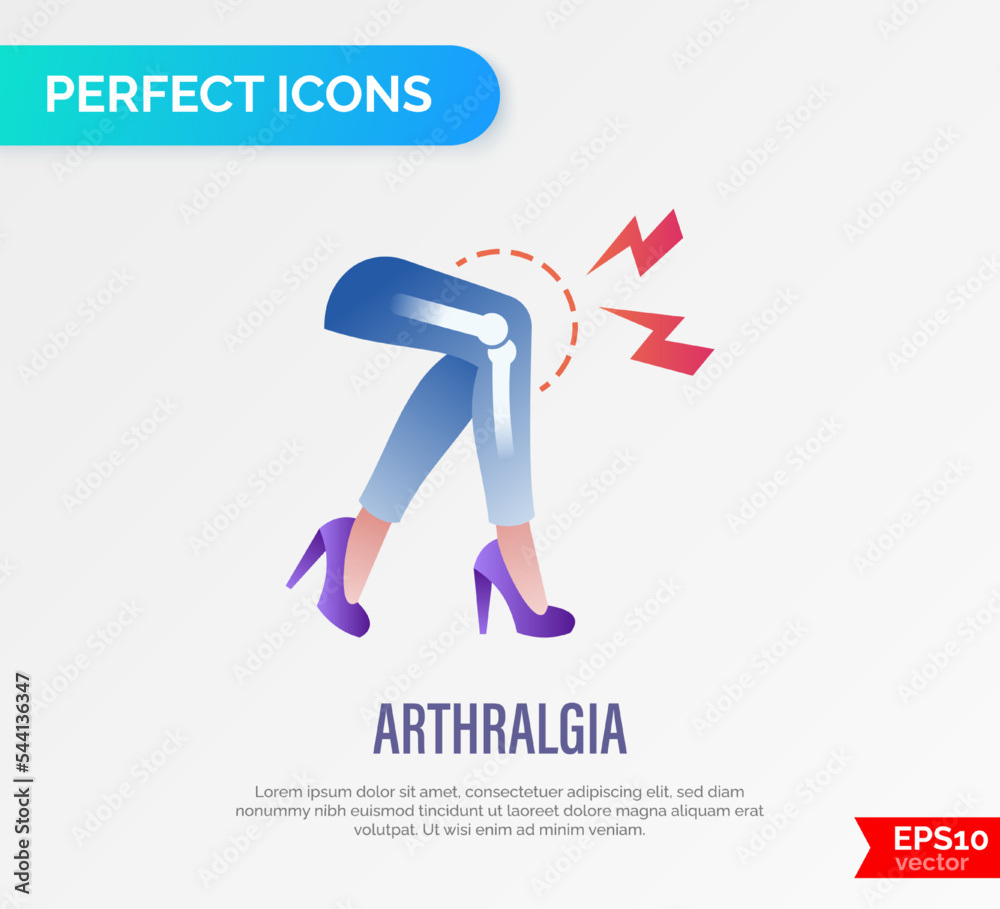 Arthralgia, joint pain thin line icon. Woman legs. Post-covid syndrome ...