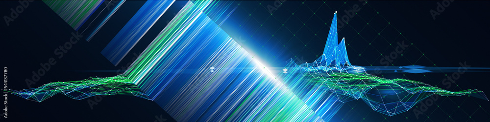 Abstract background polygonal grid with color blurred lines ...