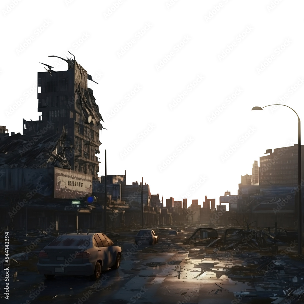 Destroyed City Street Concept Art