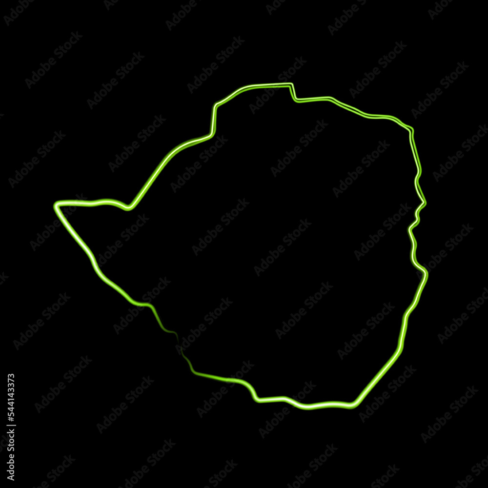 Vetor de Vector isolated outline map of Zimbabwe with neon effect. do ...