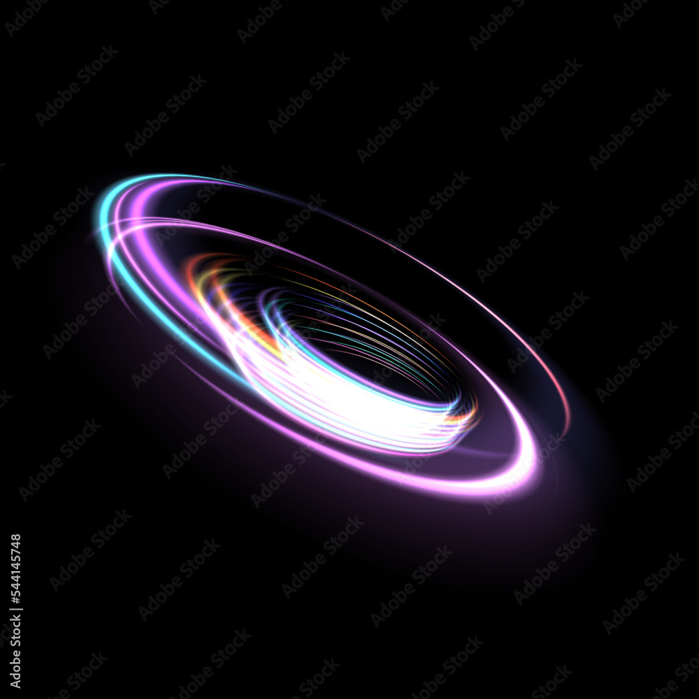 Bright round lines singularity. Swirl effect. Circular movement of ...