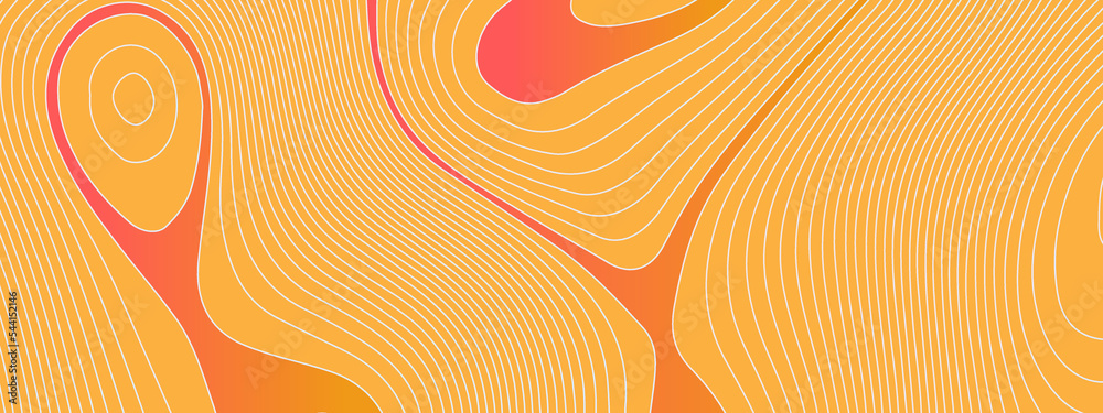 Abstract orange wave paper curved reliefs background, Vector contour ...